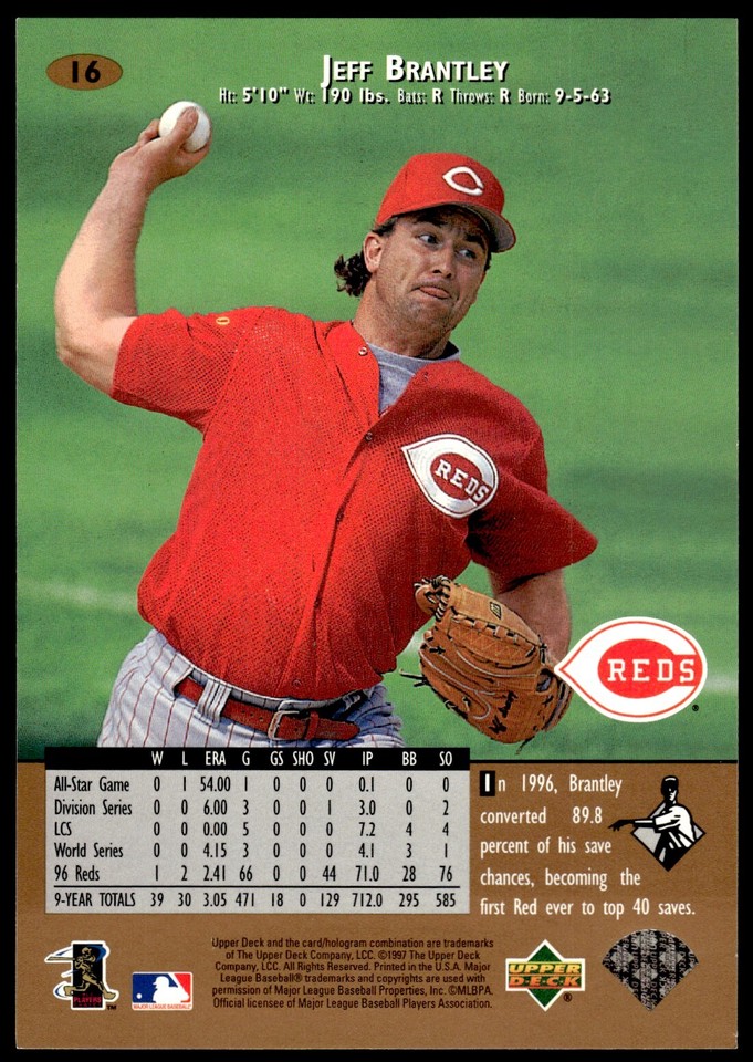 1997 Upper Deck 1996 Award Winner Jumbos Jeff Brantley Cincinnati Reds ...