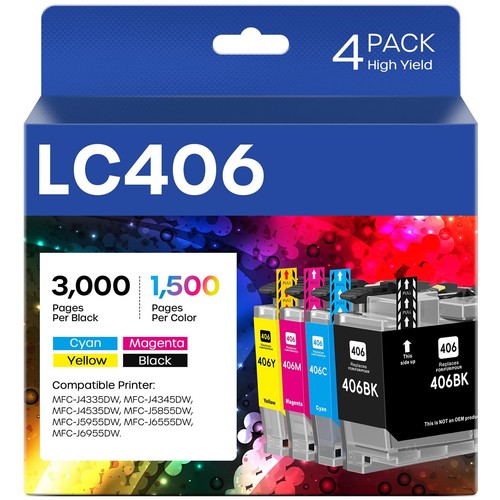 LC406 Ink Cartridges Compatible for Brother LC406 LC406XL LC 406 XL ...