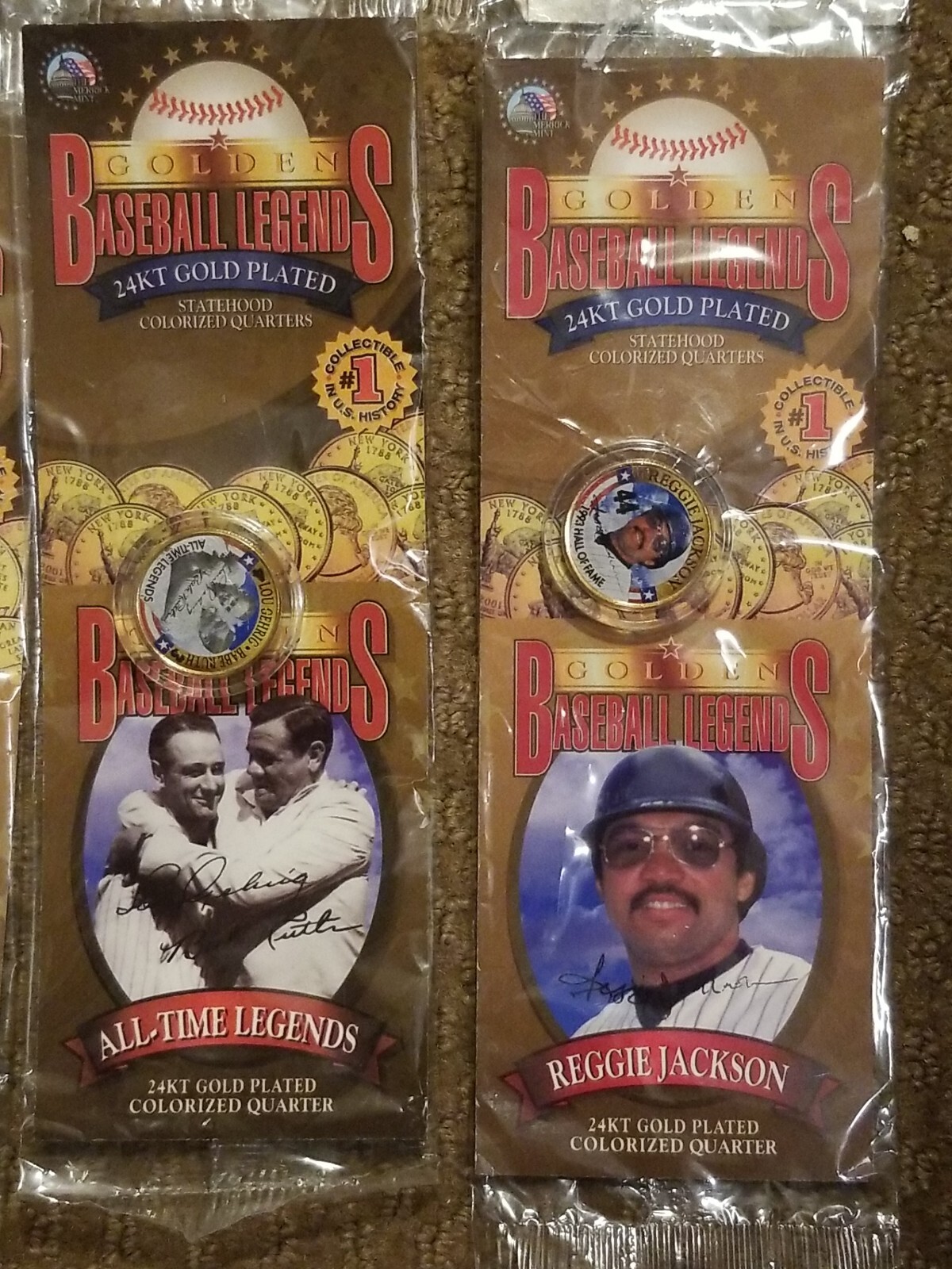 Lot of 8 - GOLDEN BASEBALL LEGENDS 24KT GOLD PLATED COLORIZED QUARTERS ...