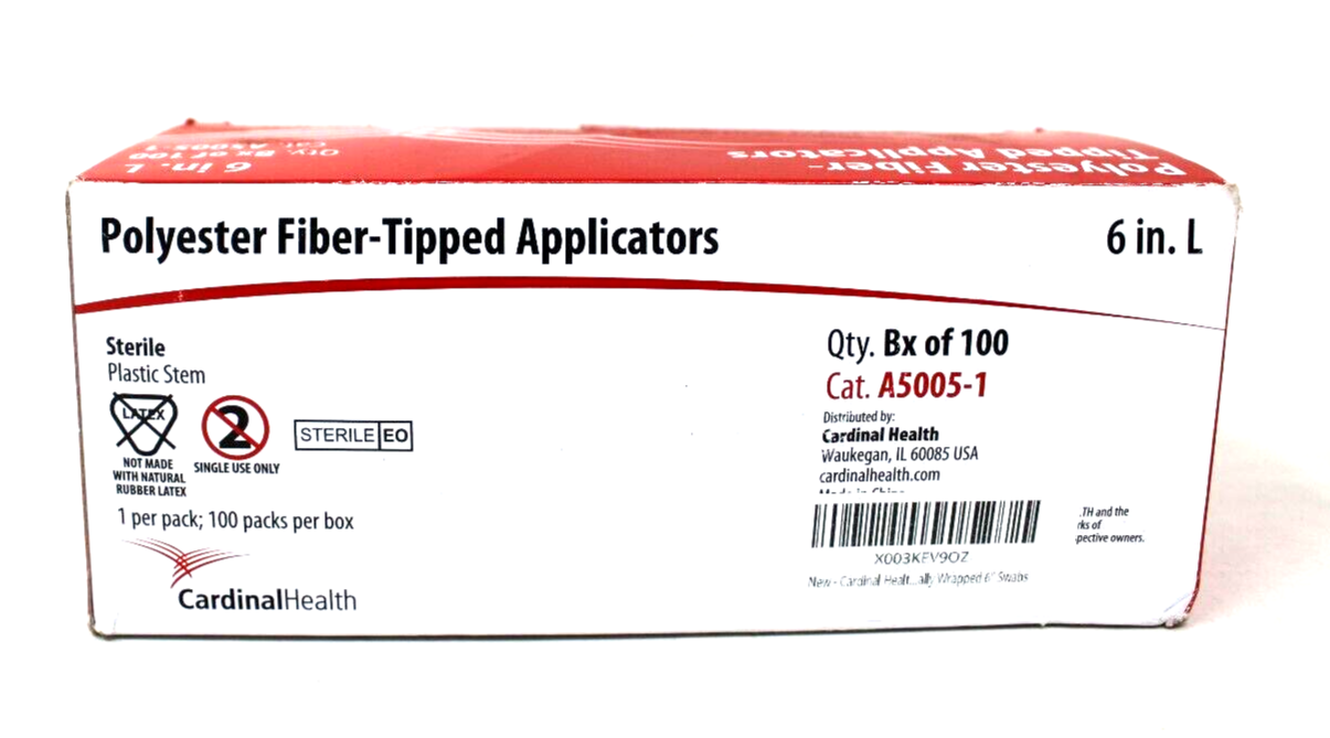 Cardinal A5005-1 Swabstick Polyester Fiber Tip Plastic Shaft 6" 100/BX ...