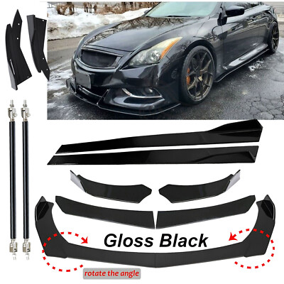 For Infiniti G37 Q50 Q60 Front Bumper Lip Spoiler+86.6"Side Skirt ...