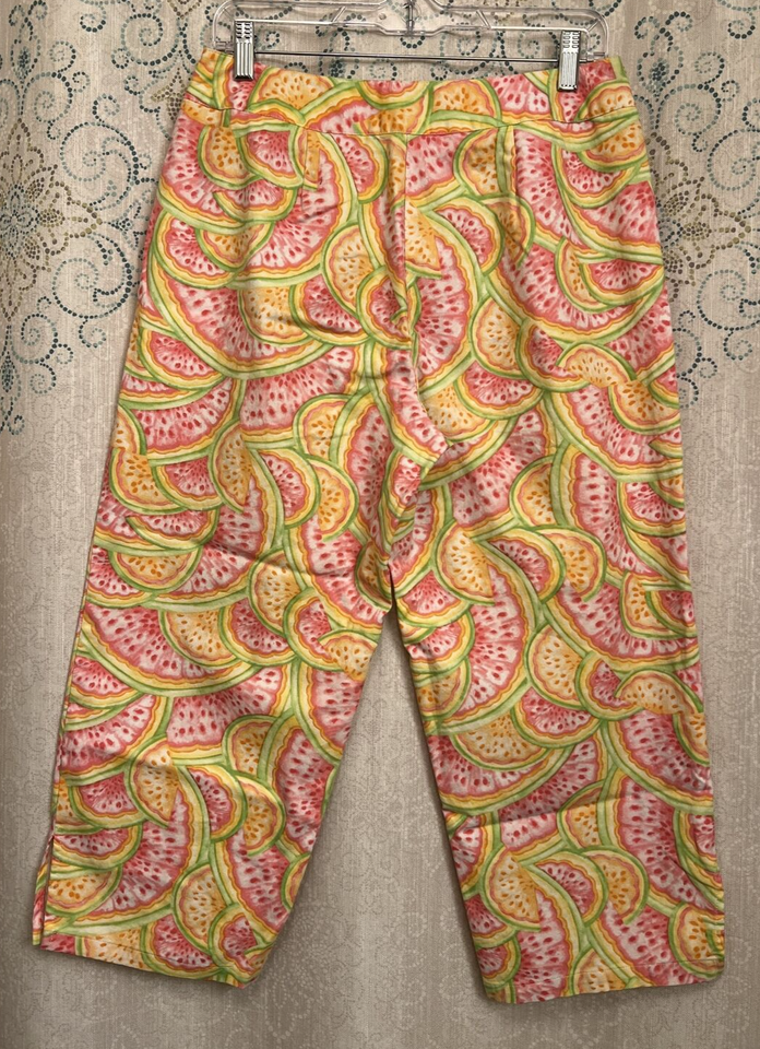 Women's Talbots Bright Multi-Color Fruit Melon Cropped Capris Size 10 ...