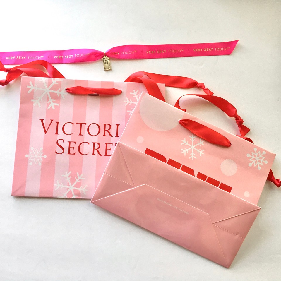 Victorias Secret Pink Floral Logo Small Paper Shopping Gift Displa ...