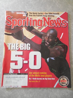 SPORTING NEWS Magazine, NOVEMBER 1, 2004, KEVIN GARNETT Cover, BOSTON ...