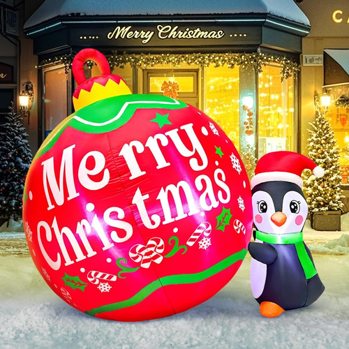 5FT Christmas Inflatables Giant Christmas Ball 2025 NEW LED Outdoor ...