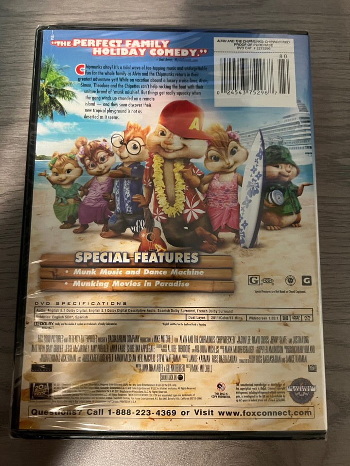 Alvin and the Chipmunks: Chipwrecked - DVD - Brand New & Sealed ...