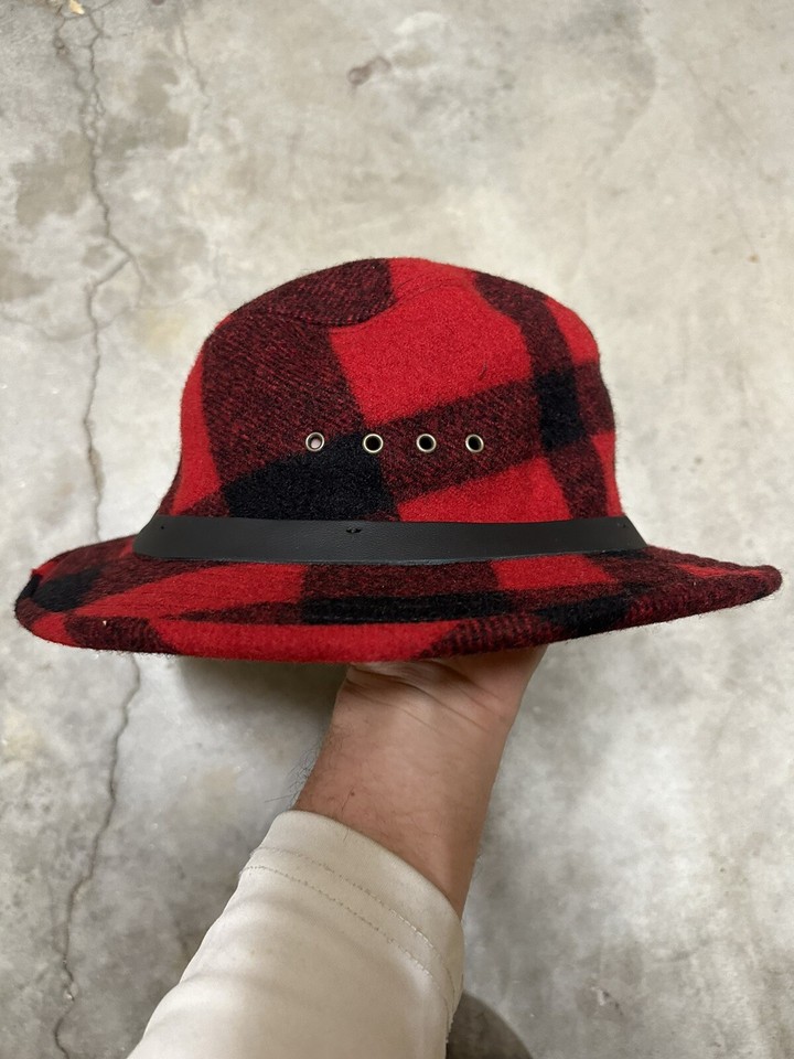 NWT Filson Wool Packer Hat Mackinaw Made in USA Buffalo Plaid Red Black ...