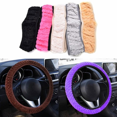 Woolen Long Plush Steering Wheel Cover Car Soft Wool Pearl Velvet ...