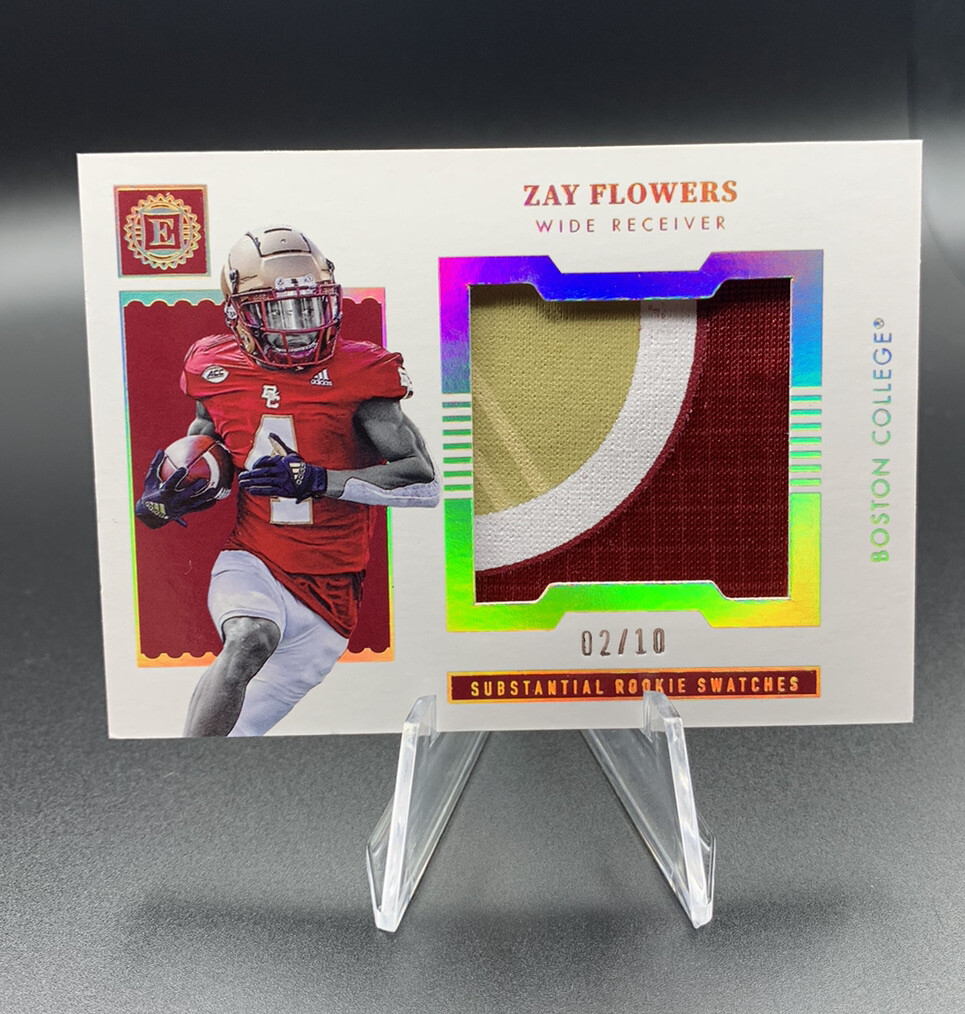Zay Flowers 2023 Panini Chronicles Draft Encased RC 4 Color PATCH /10 ...