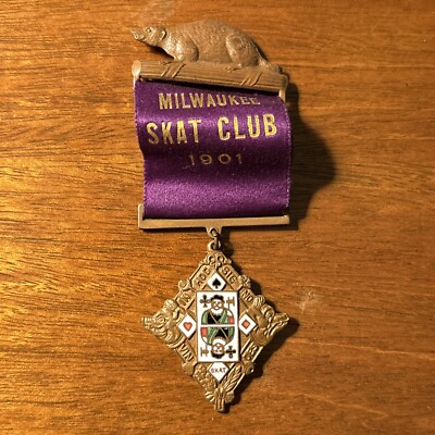 1901 Milwaukee Skat Club Medal & Ribbon w/Badger Topper (A) | eBay