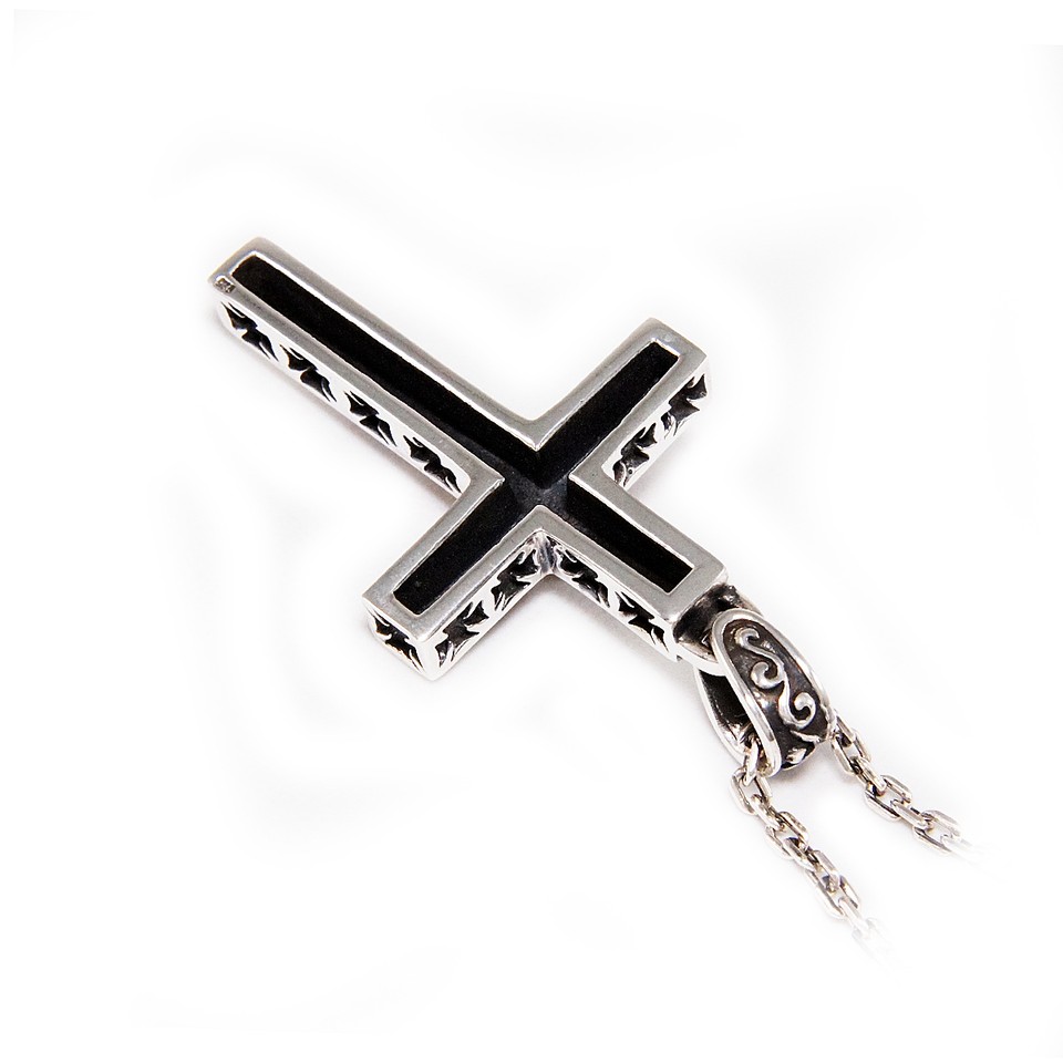 PINK GOLD JESUS CROSS 925 STERLING SILVER BIKER GOTHIC ROCKABILLY ...