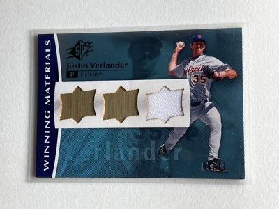 2008 Upper Deck Justin Verlander SPX WINNING MATERIALS BLUE Tigers 88/ ...