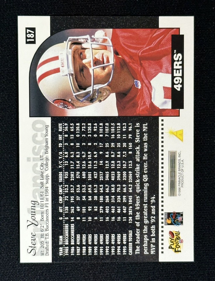 1996 Score Steve Young #187 Football Card San Francisco 49ers HOF | eBay