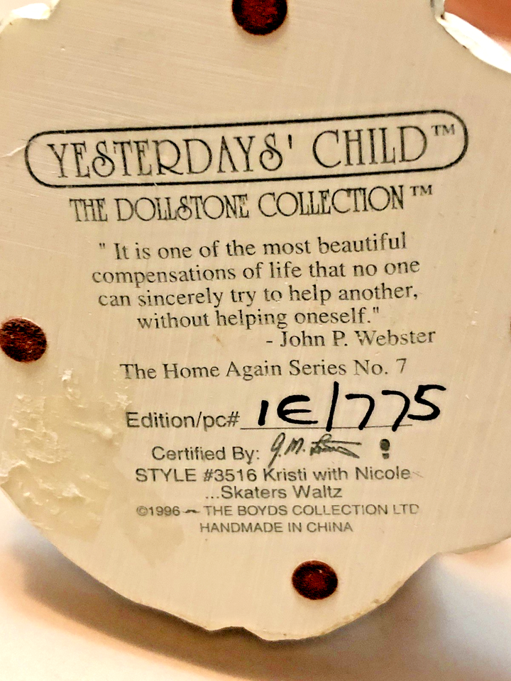 SKATER'S WALTZ Kristi Nicole FIGURINE Boyds Yesterdays Child #3516 New ...