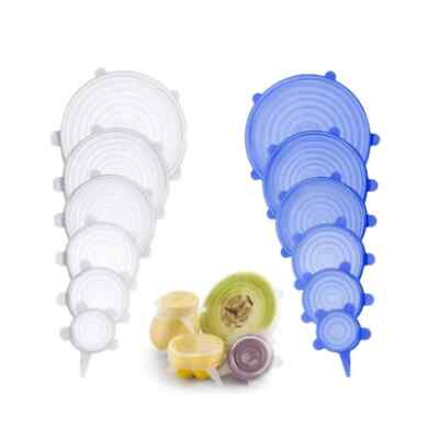 6pcs Reusable Silicone Stretch Lids - Airtight Food Covers for Keeping ...
