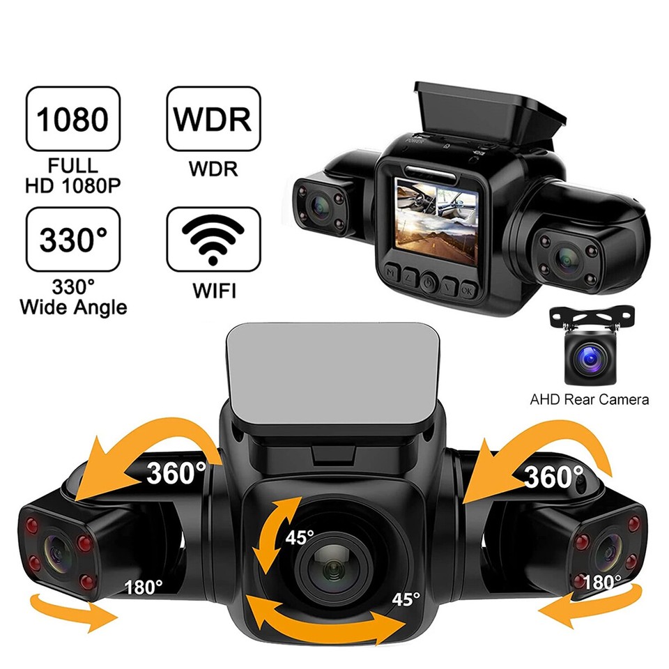 360°WiFi Dash Cam Recorder 4 Channel 1080P Car Camera DVR Vehicle Video ...