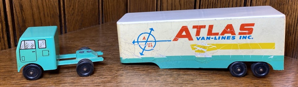 Vtg Atlas Van Lines Inc. Metal Semi Truck & Trailer Ralstoy Die Cast ...