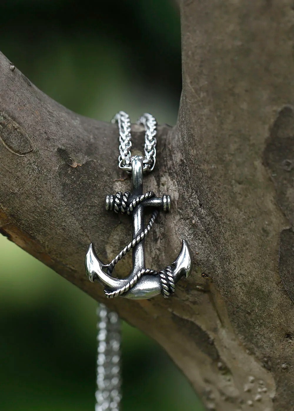 Stainless Steel Punk Knot Anchor Necklace Biker Hip Hop Amulet Men ...