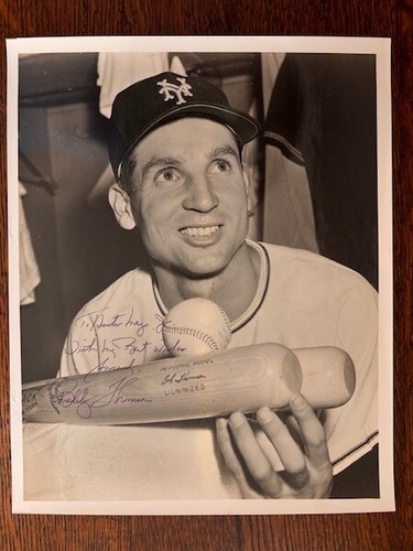 Spectacular Vintage 8x10 Inscribed Signed Photo NY Giants HR Hero Bobby ...