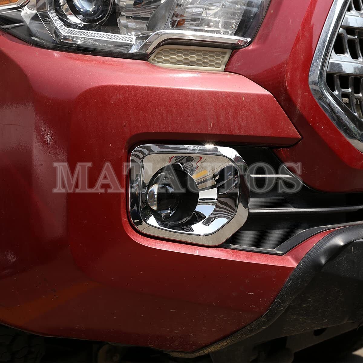 Silver ABS Front Fog Light Fog Lamp Frame Cover Trim For Toyota Tacoma ...