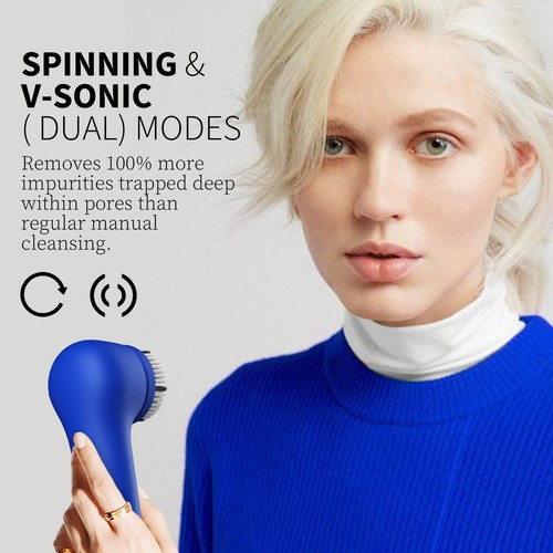 Spinning & V-Sonic Face Scrubber, 3.0 Facial Cleansing Brush ...