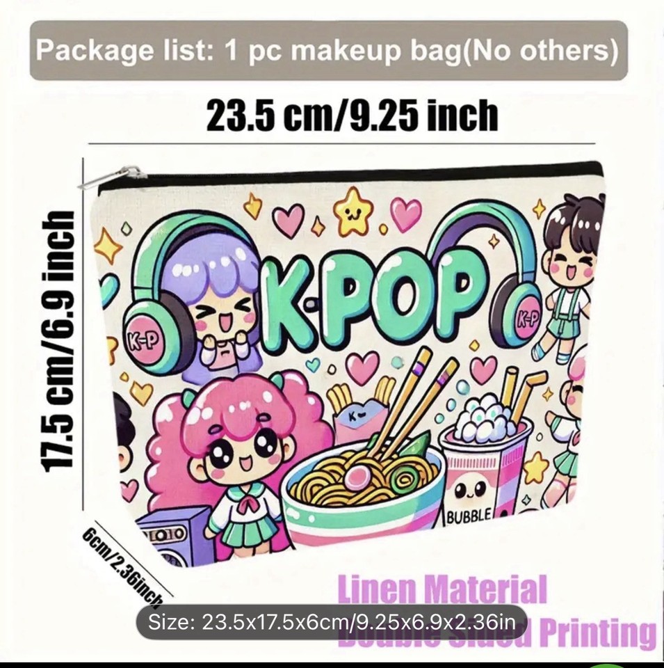 Colorful Kpop Anime Lightweight Foldable Makeup Bag, Travel Toiletry ...