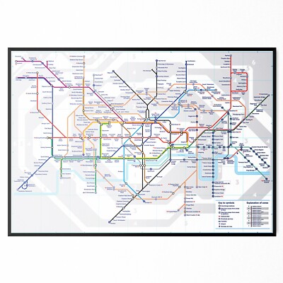 London Train Map System Tube Travel Poster | A5 A4 A3 A2 A1 | Picture ...