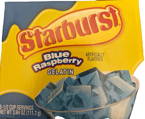 Starburst BLUE RASPBERRY Flavored Jello Gelatin Dessert Mix 3.94oz Box ...