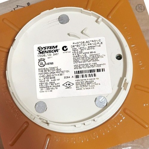 2451 NEW SYSTEM SENSOR 2451 PHOTOELECTRIC SMOKE DETECTOR FIRE ALARM ...