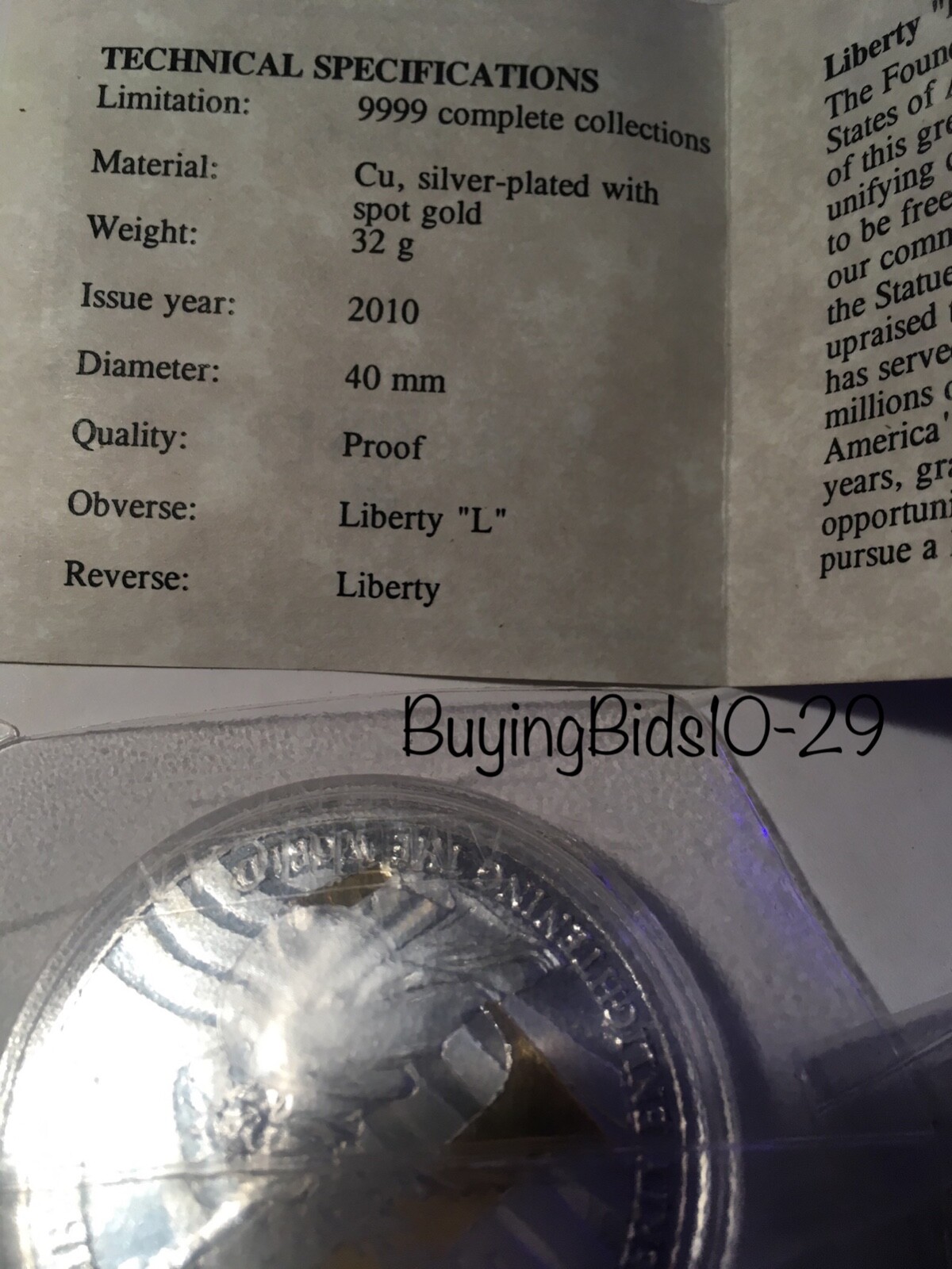 Silver Gold Coin Statue of Liberty Certificated Enlightening the world ...