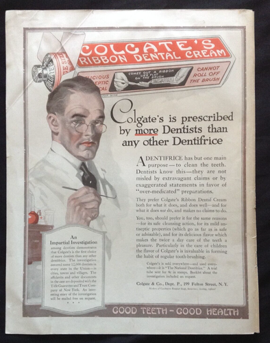 1917 VTG Print Ad ~ Colgate Ribbon Dental Toothpaste ~ Munsingwear ...
