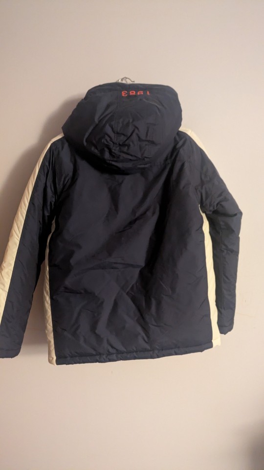 Nautica Colorblock Hooded Winter Jacket Large Puffer Blue & Orange Full ...