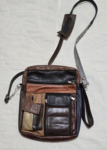 Groovy Leather 5 Pocket Unisex Crossbody Messenger Organizer Purse Bag ...