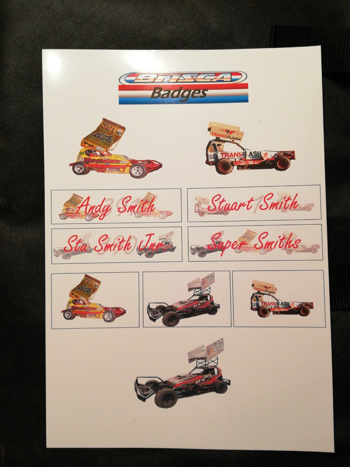 STUART ANDY STU SMITH JNR 1 391 390 A4 Brisca F1 Stock Car Sticker ...