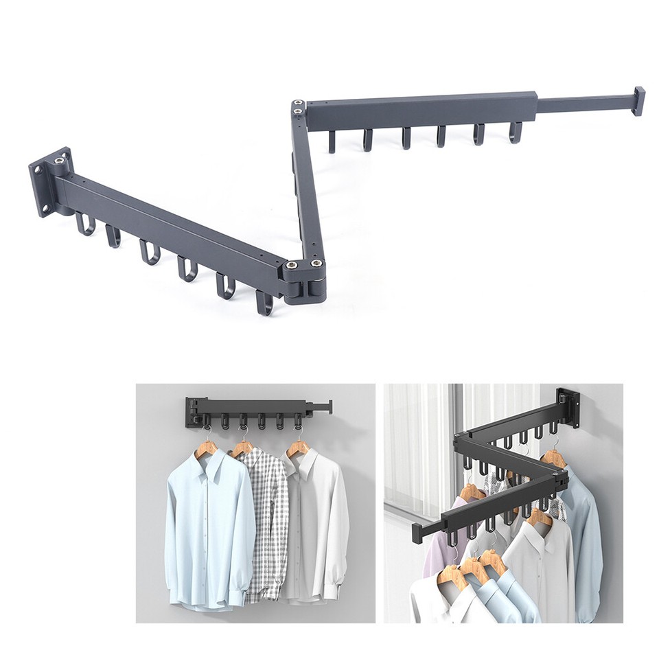 Wall Mounted Folding Clothes Hanger 360° Rotating Drying Rack ...
