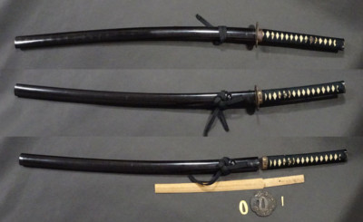 Japanese Sword Wakizashi Koshirae Tsuka Saya Tsuba Set Antique Edo 37.4 ...