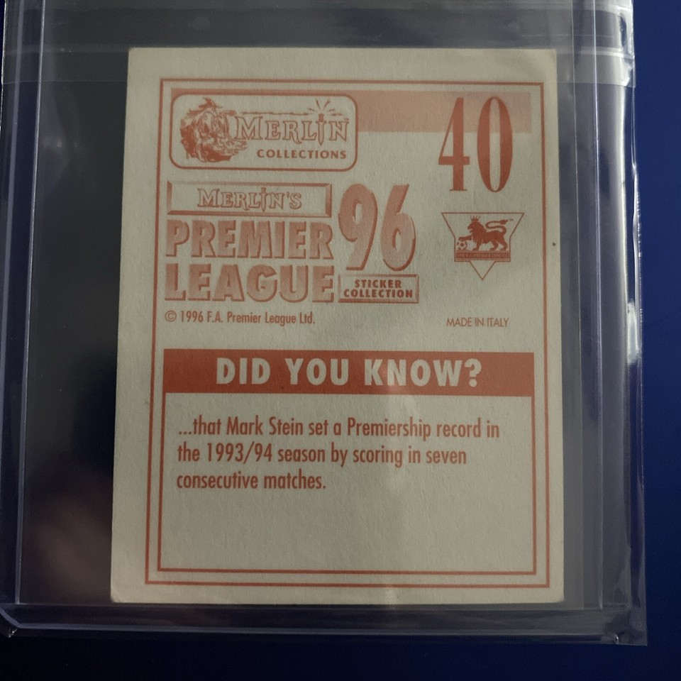 1996 MERLIN PREMIER LEAGUE SOCCER STICKER DAVID BECKHAM RC MANCHESTER ...