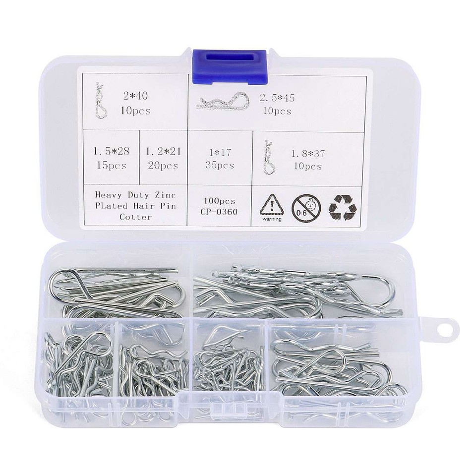 100pcs Cotter Pins R Clips Split Pins Assortment Kit Disc Caliper Pin R ...