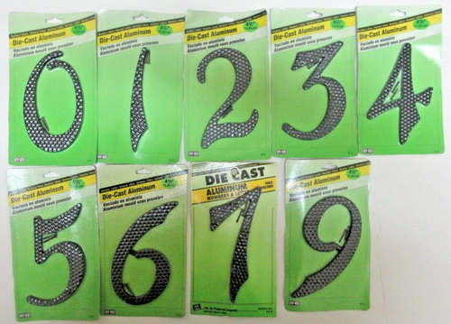 Hy-Ko Die-Cast Aluminum House Numbers 0-9 Black Hammered Finish 4 1/2 ...