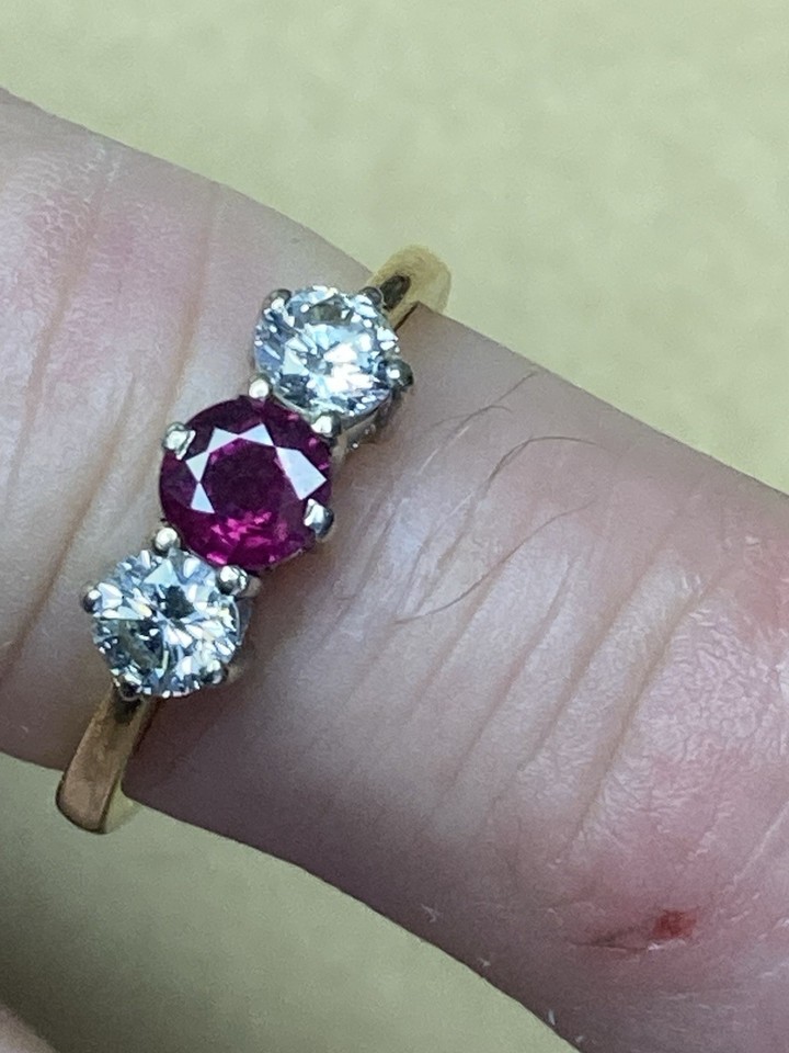 Gold ring. Diamond & ruby. 18 carat | eBay UK