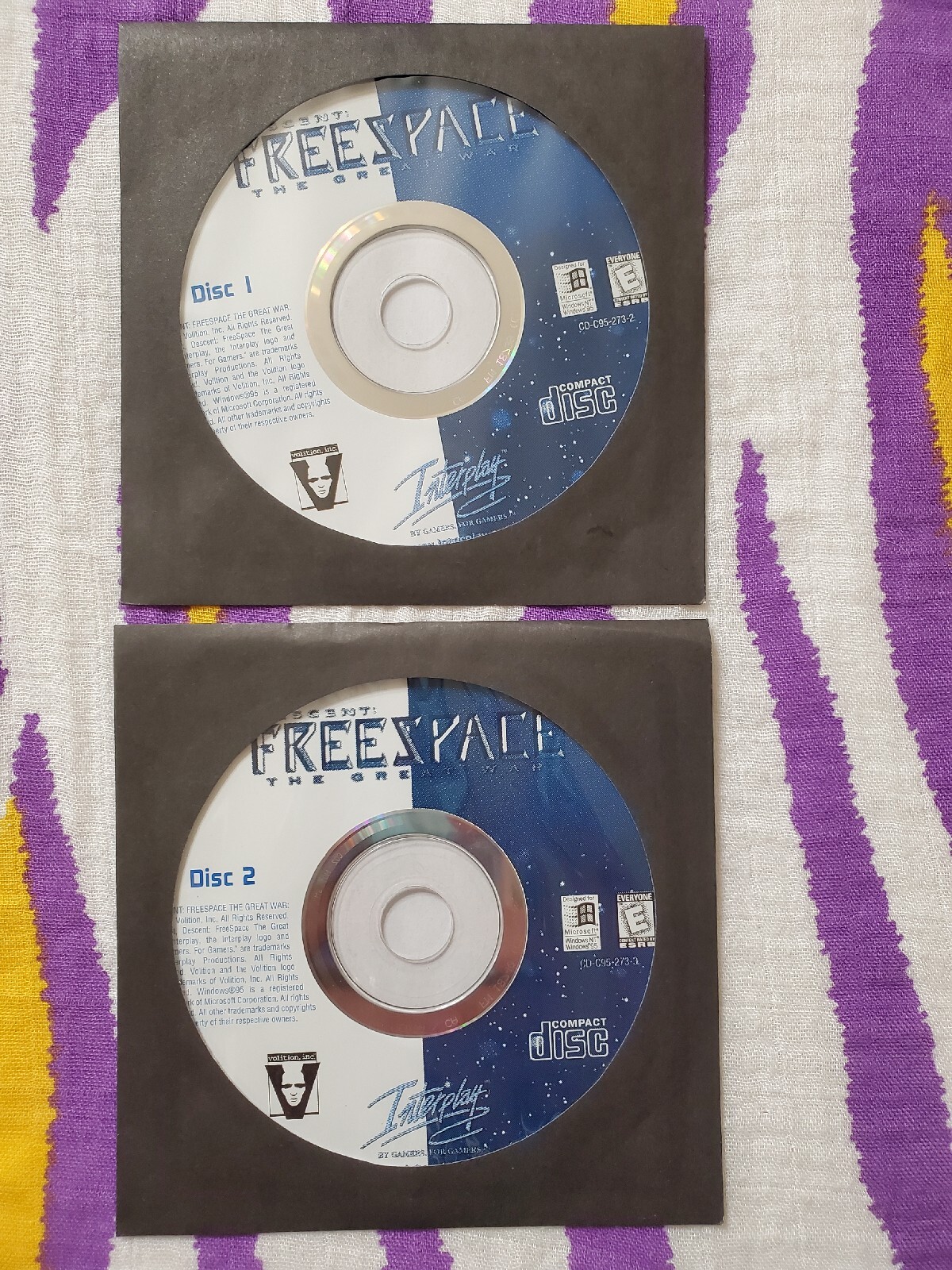 Descent: FreeSpace - The Great War (PC, 1998) Disk 1 & 2 - Disks Only ...