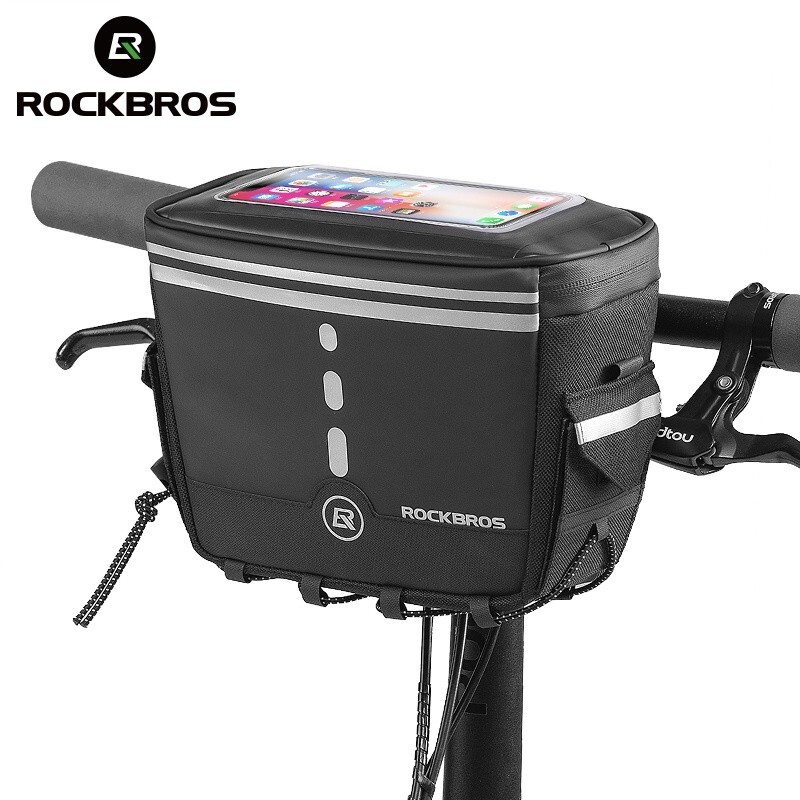 ROCKBROS Bike Handlebar Bag Insulated Front Bicycle Front Phone Basket ...