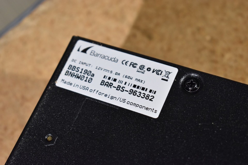 Barracuda Backup Server NAS Appliance 190 BBS190A 8GB RAM 1TB HDD ...