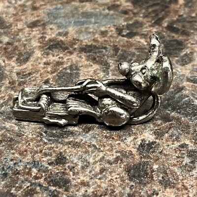 Vintage Collectible Miniature Figurine Metal Pewter Mouse Playing With ...