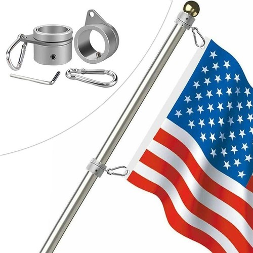 2pcs Aluminum Alloy Flag Pole Rings Clip 1" Dia. Mounting Ring Rotating ...