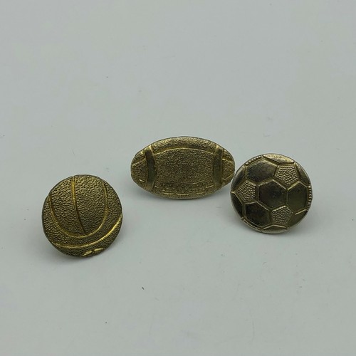 Lot Of 3 Sports Lapel Hat Pins Football Soccer Basketball Gold Tone N1 ...