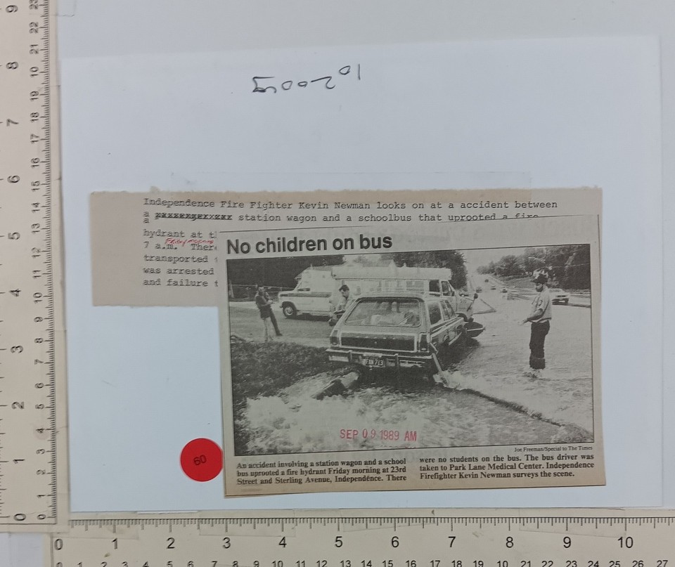 1989 Independence Missouri School Bus Wreck Fire Hydrant MO VTG Press ...