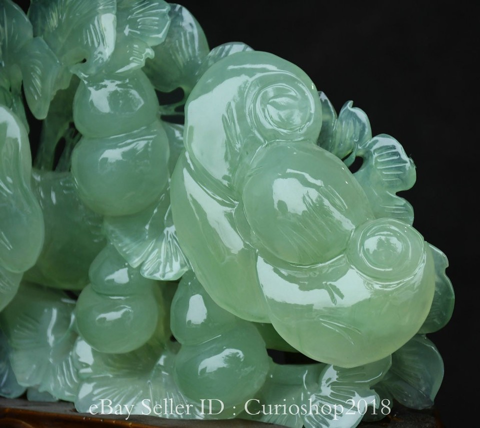 8.8" Chinese Natural Xiu Jade Carving Fulu Gourd Ganoderma Sculpture | eBay