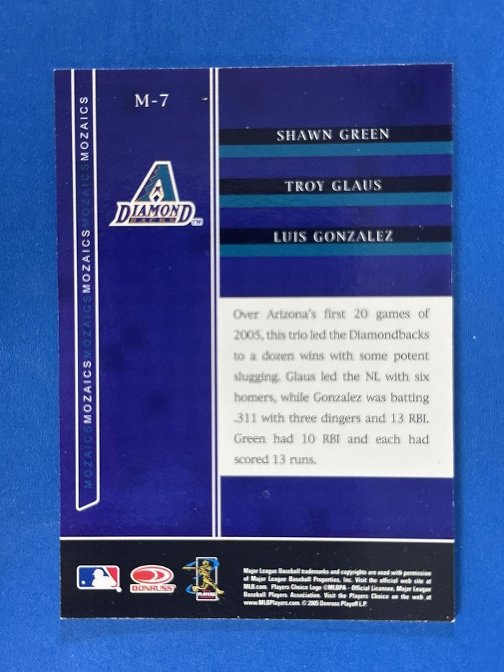 2005 Donruss Zenith Mozaics Shawn Green/Troy Glaus/Luis Gonzalez ...