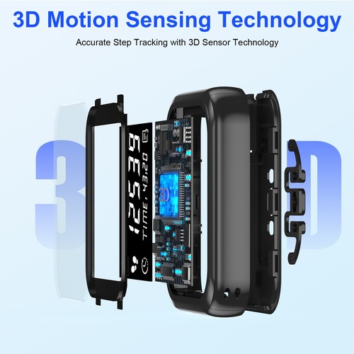 Rechargeable Sports Pedometer with 3D Tri Sensor and LCD Display Clips ...